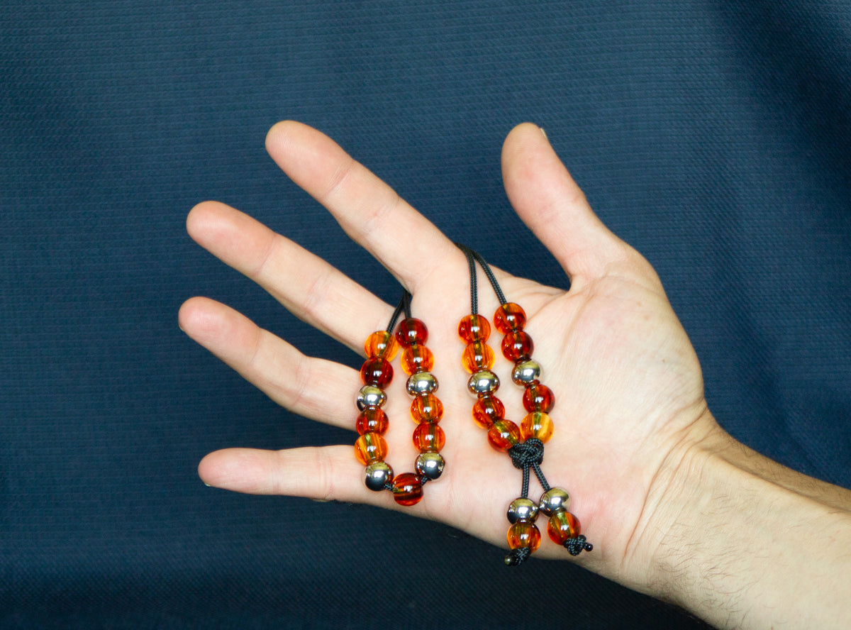 Amber, Stainless Steel, Greek Komboloi, Skill Toy, Worry Beads ...